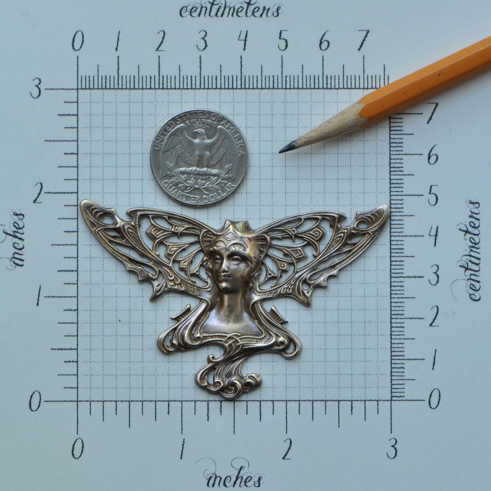 French Art Nouveau Angel Winged Princess Lady Nymph Finding Raw Brass ...