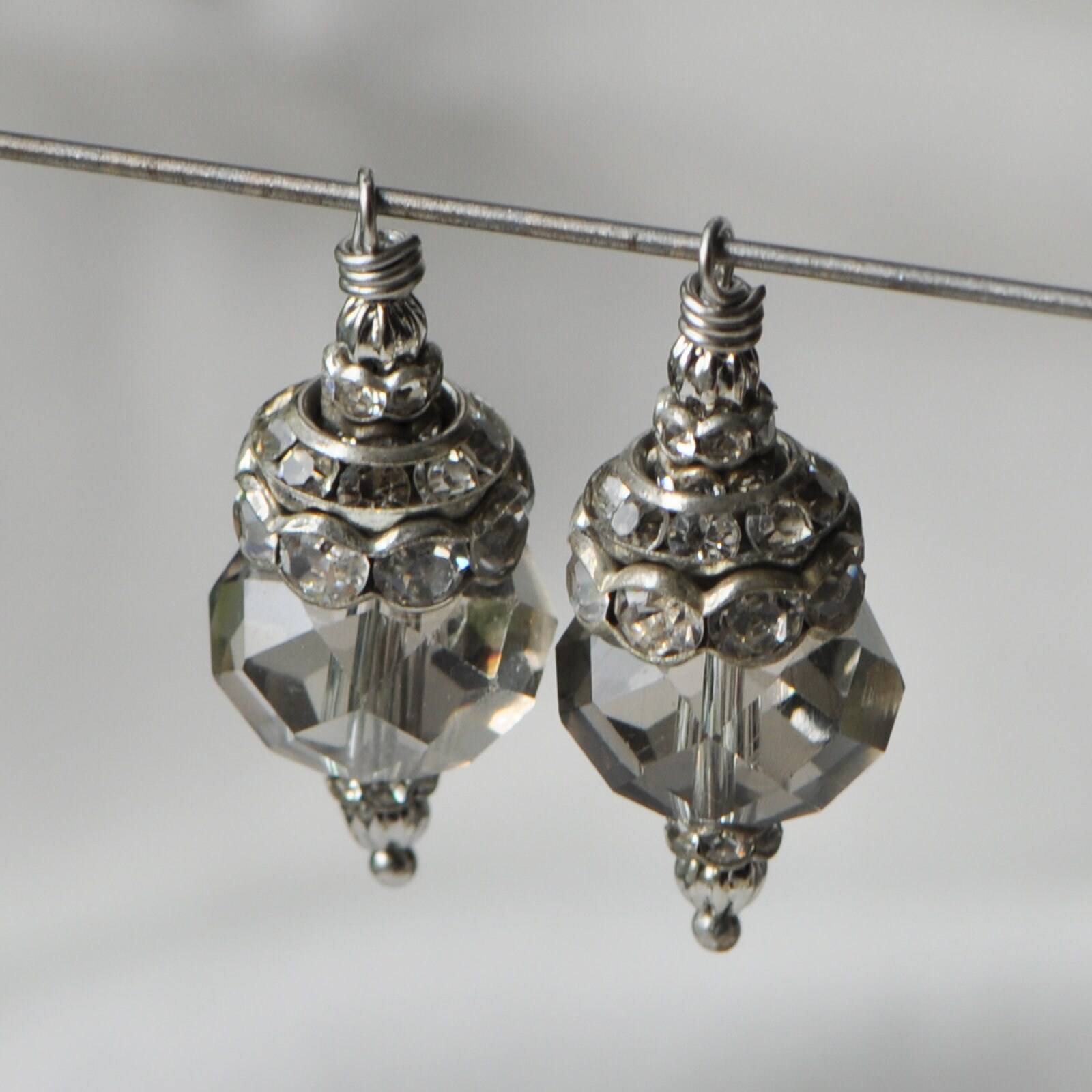 Kit to Make 2 Pieces Glass Crystal Grey Gray Drops Faceted - Etsy