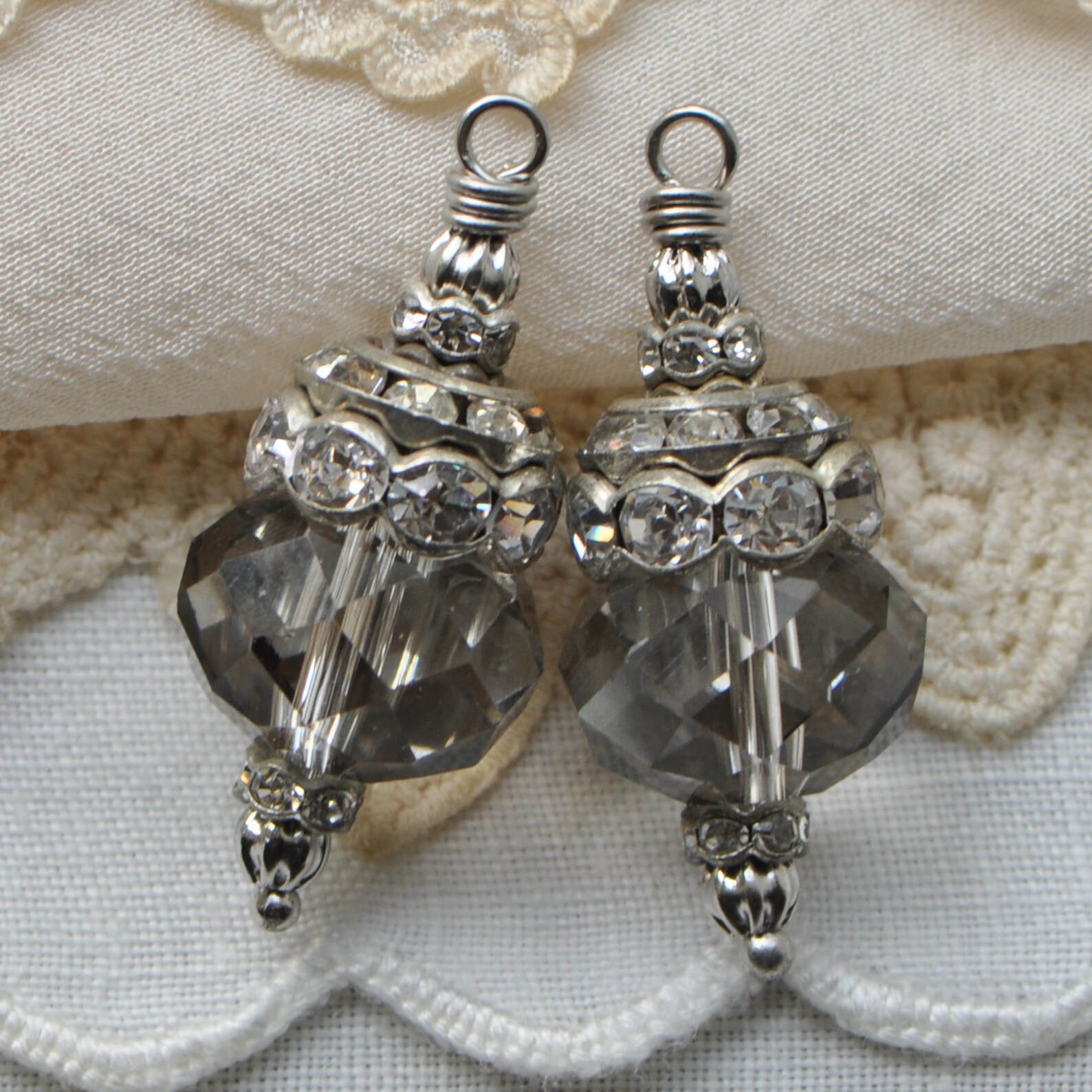 Kit to Make 2 Pieces Glass Crystal Grey Gray Drops Faceted - Etsy
