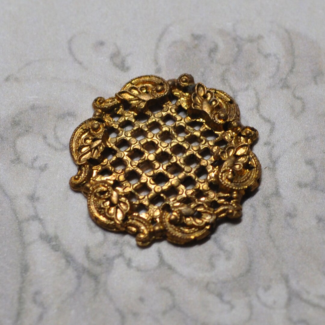 Tiny Vintage French Filigree Chain Link or Connector Harlequin Pattern ...