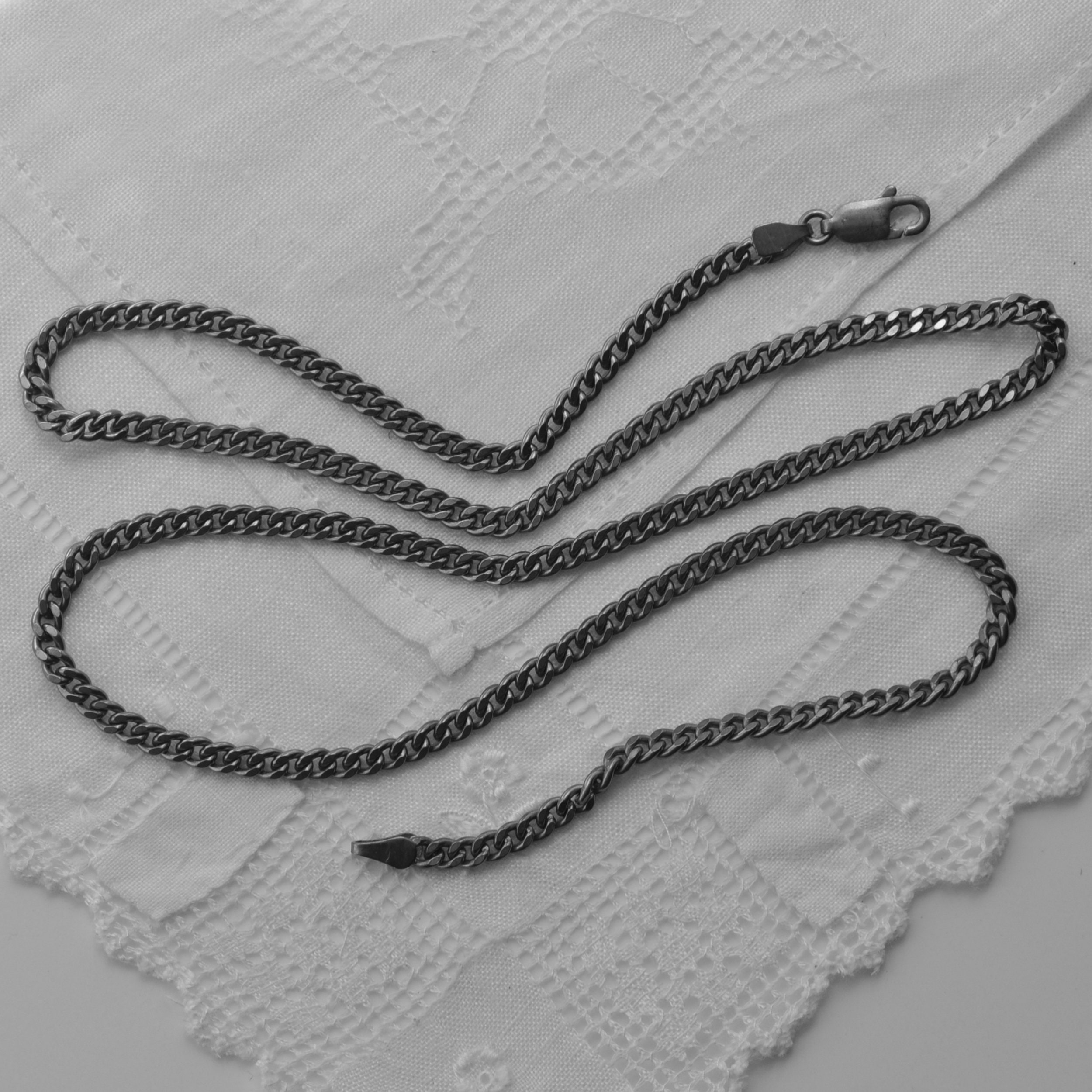 19 Inch Long Sterling Silver Curb Chain Necklace 3mm Wide | Etsy