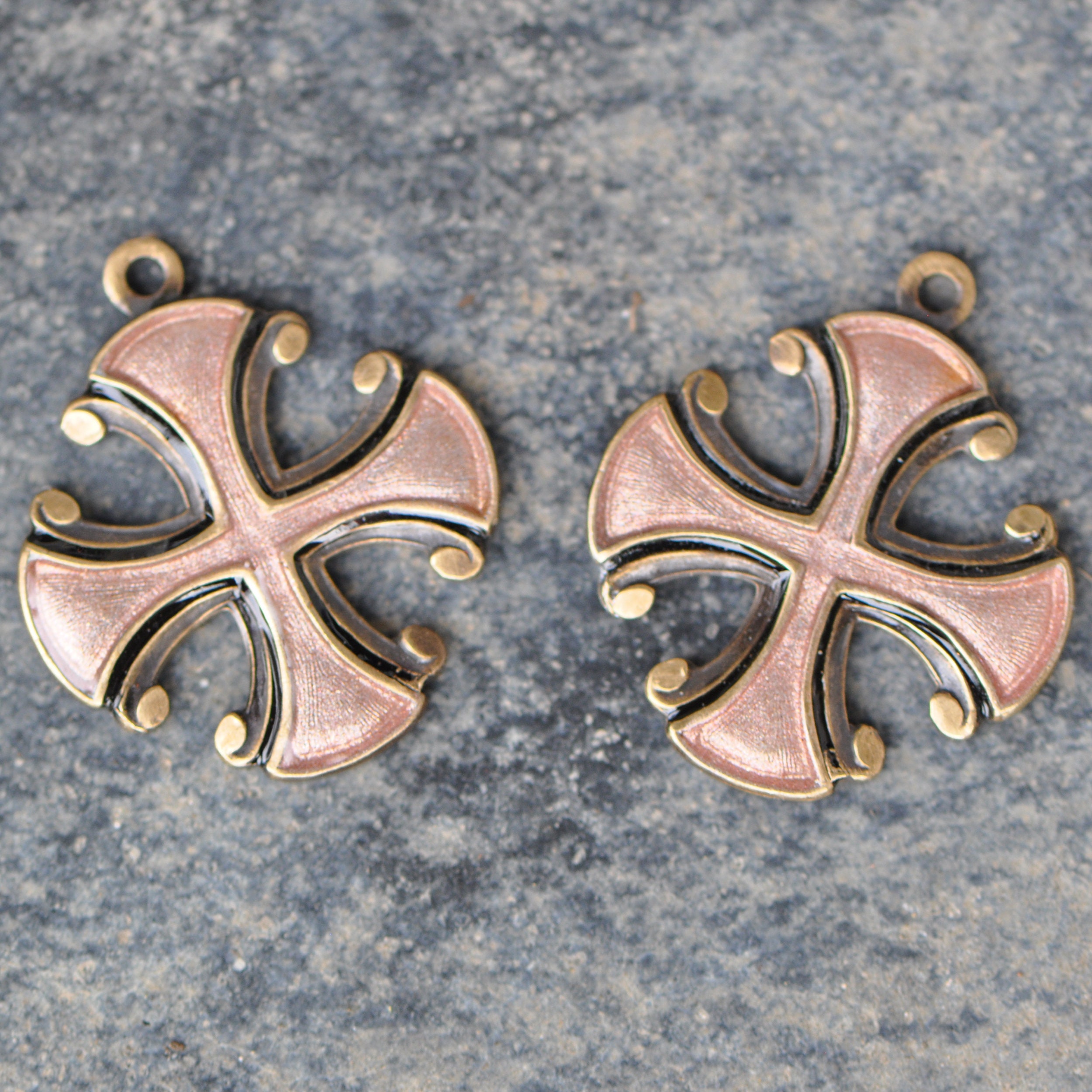 Small Maltese Cross Medieval Gothic Style Rose Gold & Black | Etsy