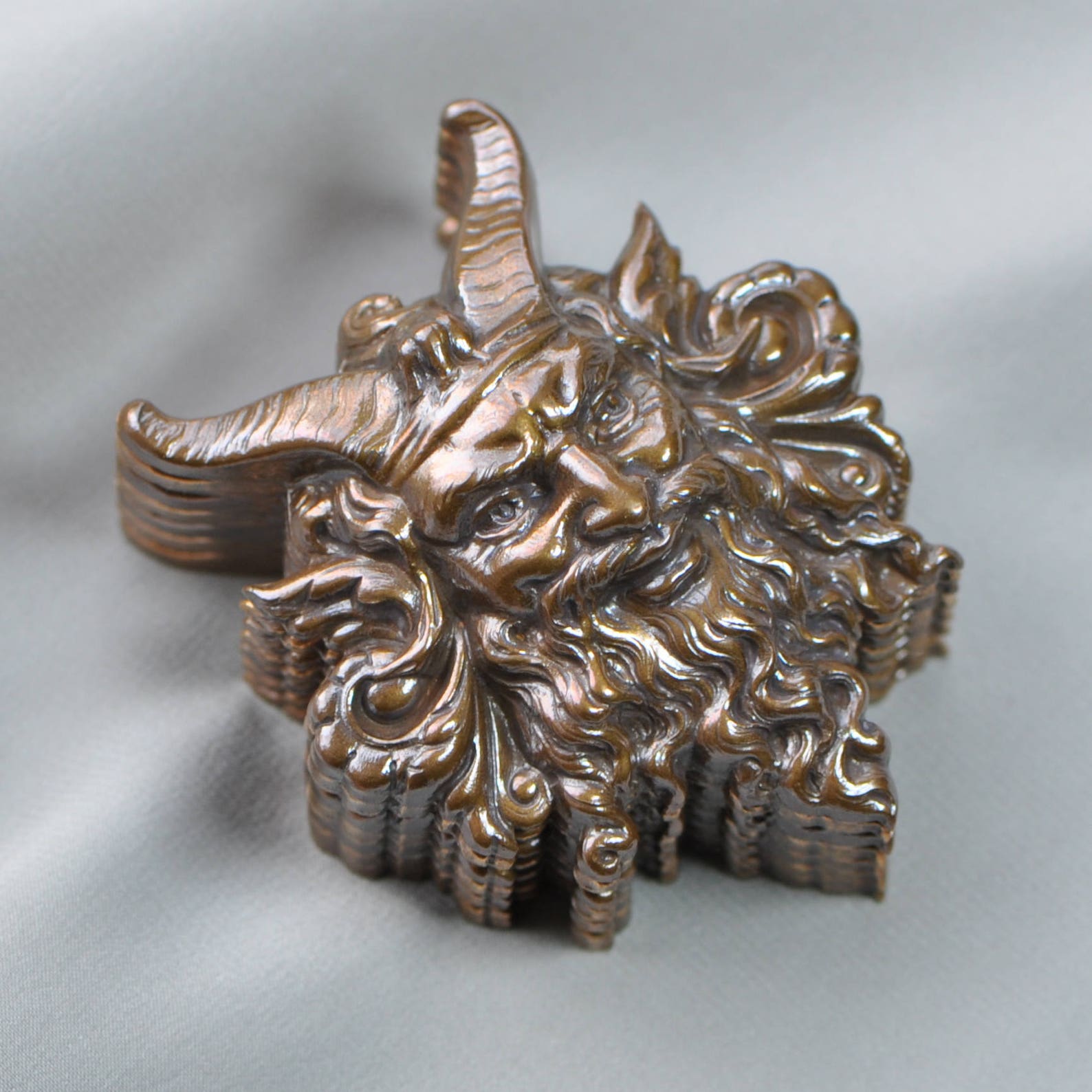 French Viking Satyr or Devil Man's Head With Goat Horns - Etsy