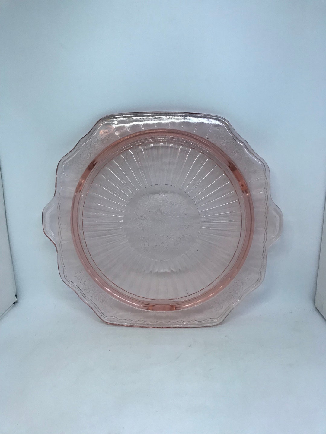 Hocking Mayfair Pattern Pink Depression Glass Cake Plate - Etsy