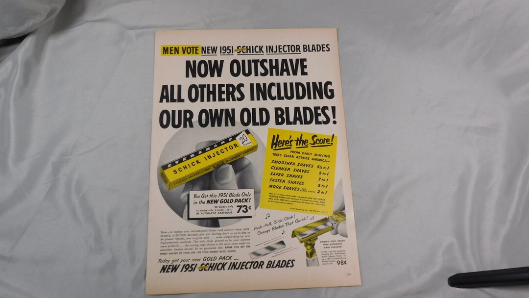 Shick Razors and Blades 1951 -- Ad - Etsy