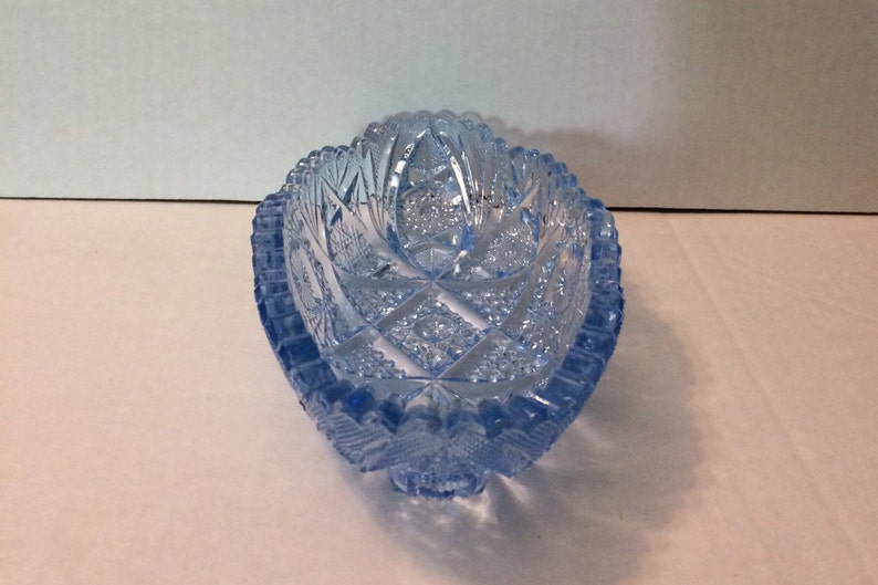 Pressed Glass Canoe Dish Light Blue Etsy