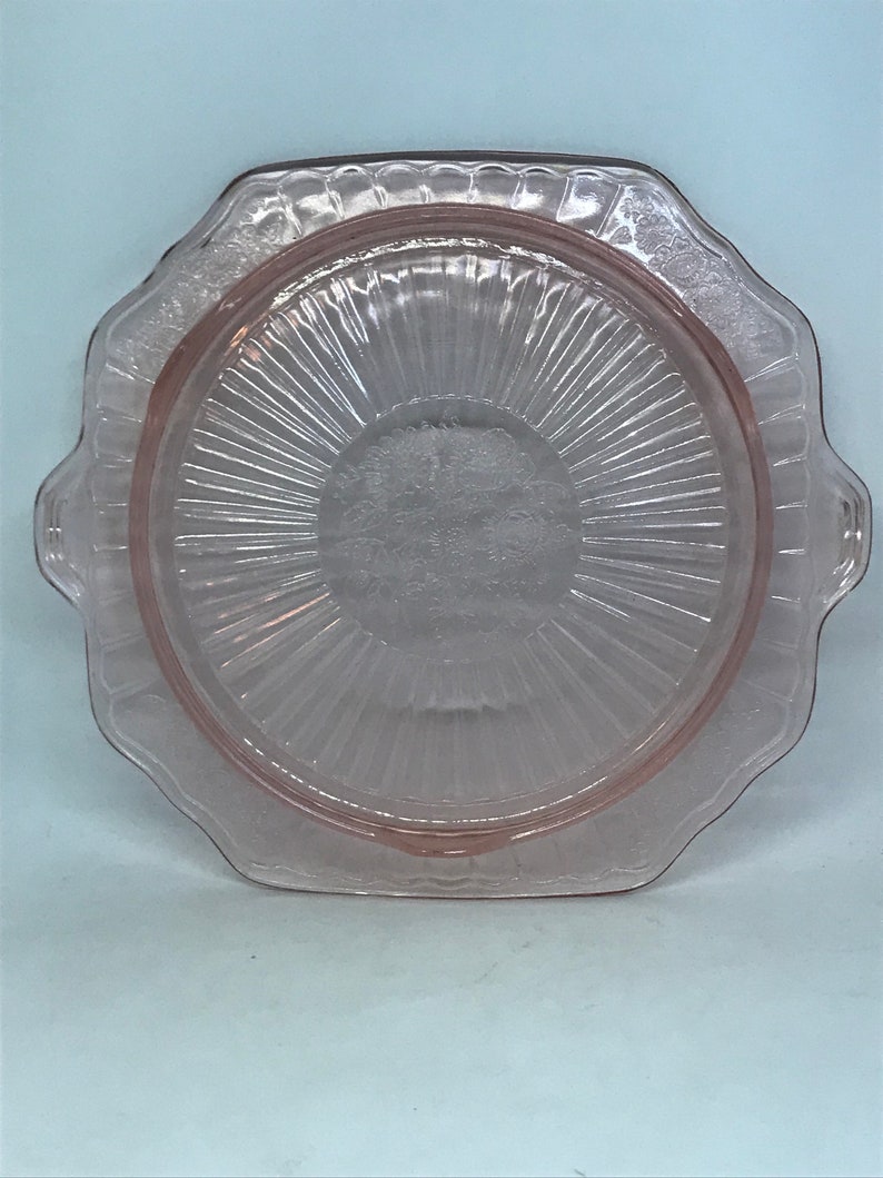 Hocking Mayfair Pattern Pink Depression Glass Cake Plate | Etsy