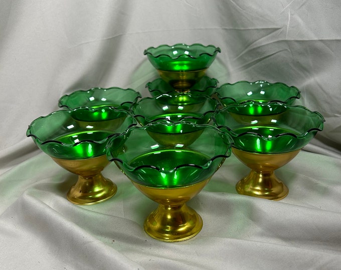 Colorama 8 Piece Two-part Sherbet Set, Heller Hostess-ware Green ...