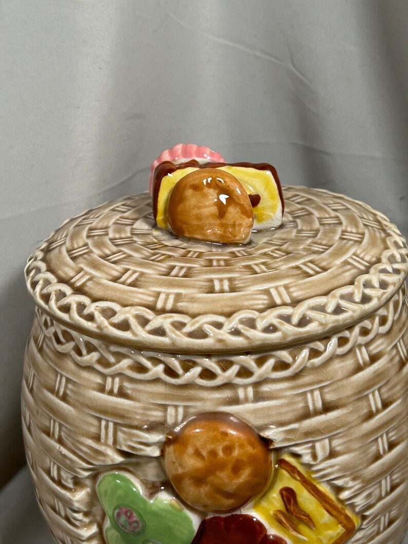 NAPCO Woven Basket Ceramic Cookie Jar - Etsy