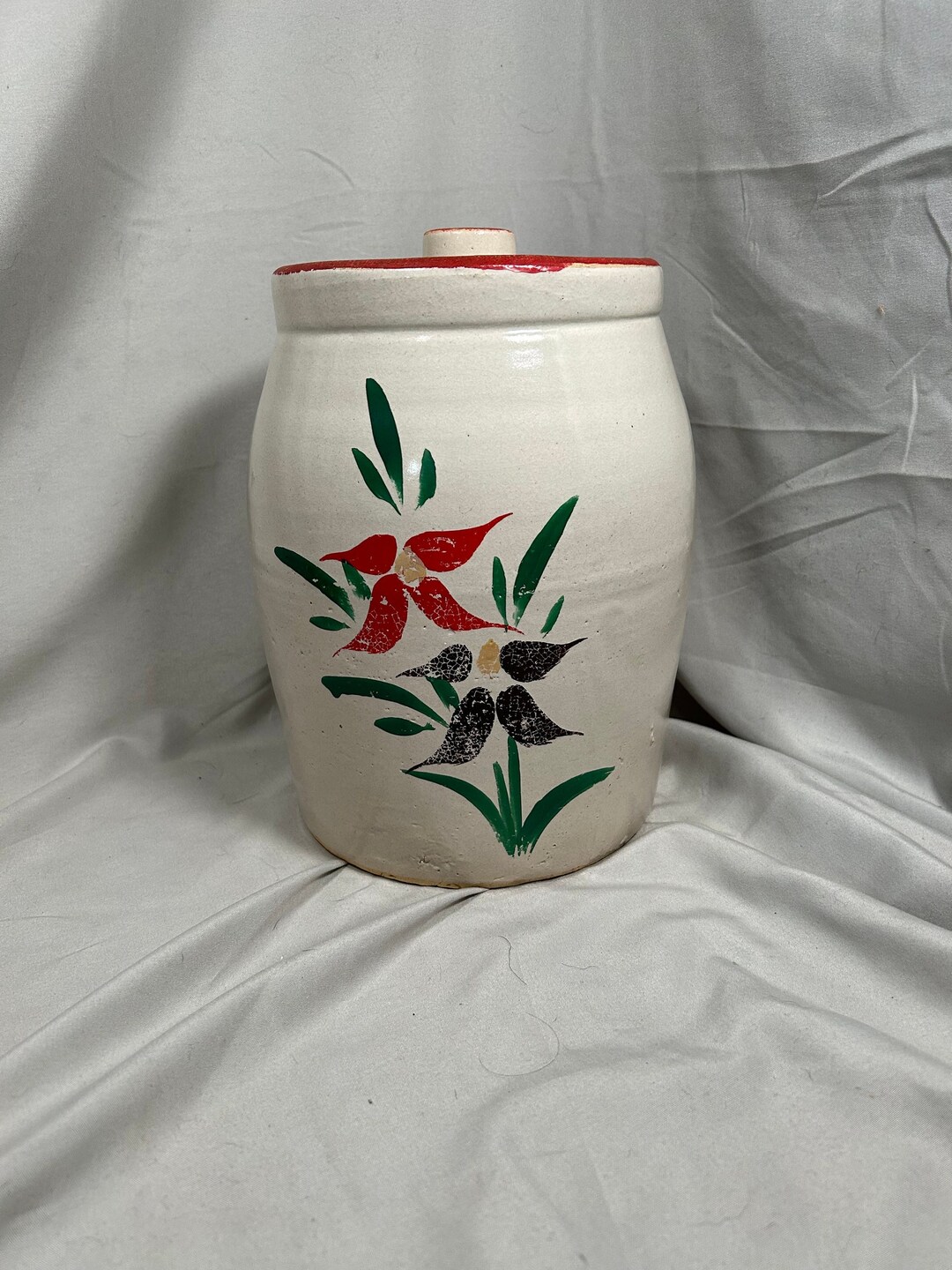 Red Wing Cookie Crock Handpainted Stoneware Crock, With Red Trim ...