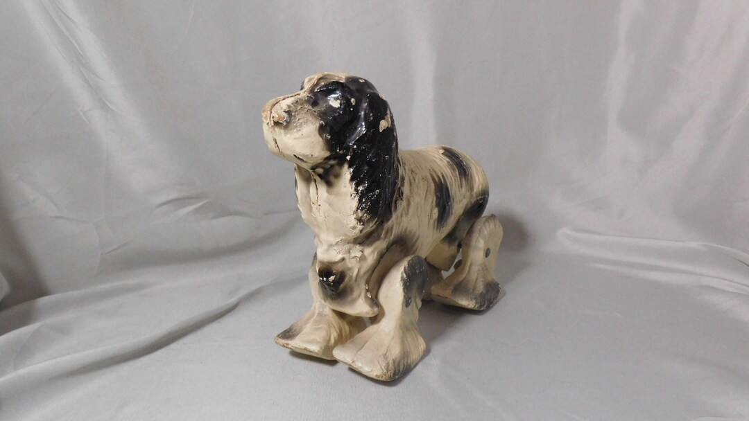 Paper Mache Black and White Cocker Spaniel Pull Toy - Etsy