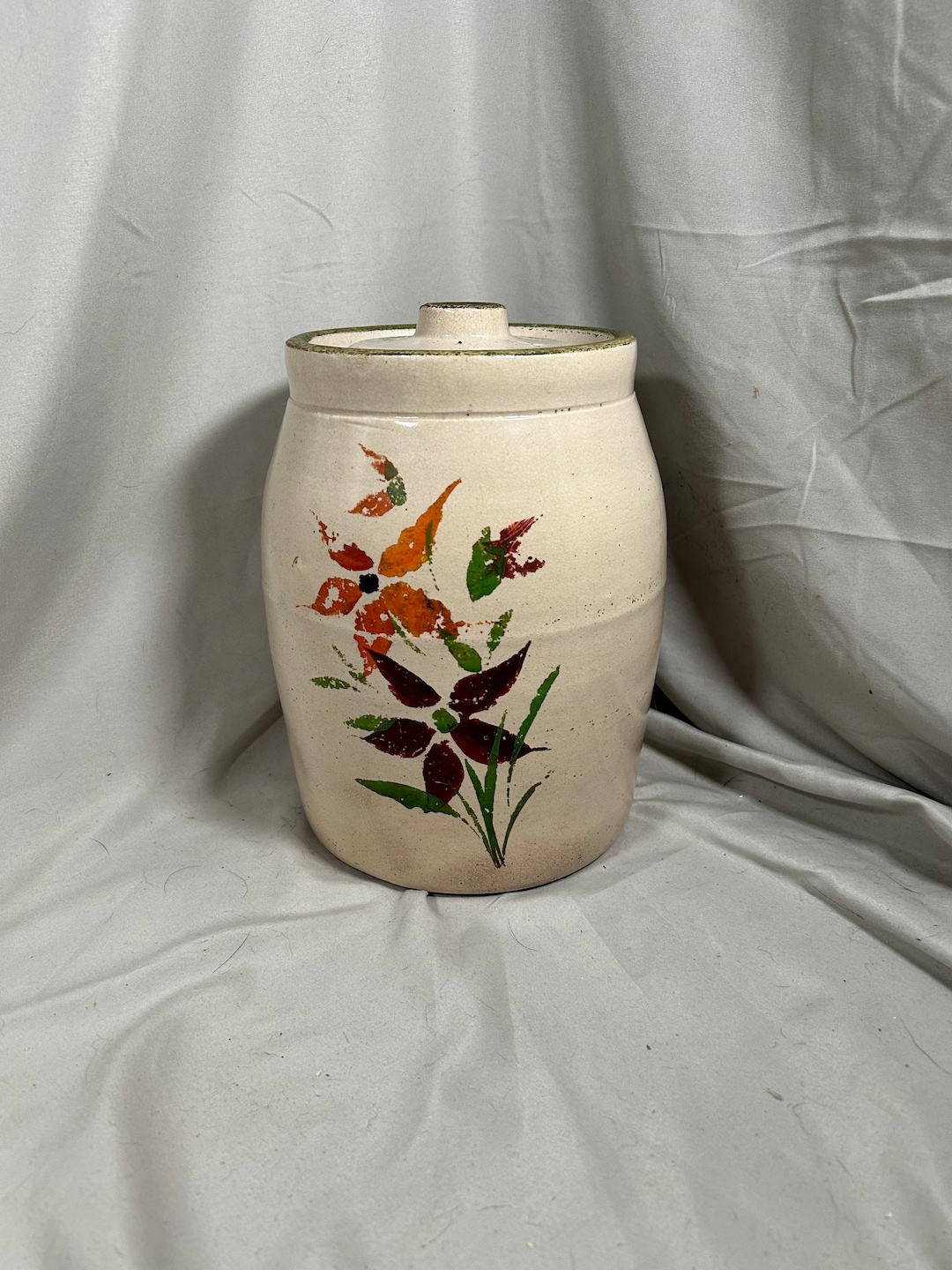 Red Wing Cookie Crock Handpainted Stoneware Crock, With Green Trim ...