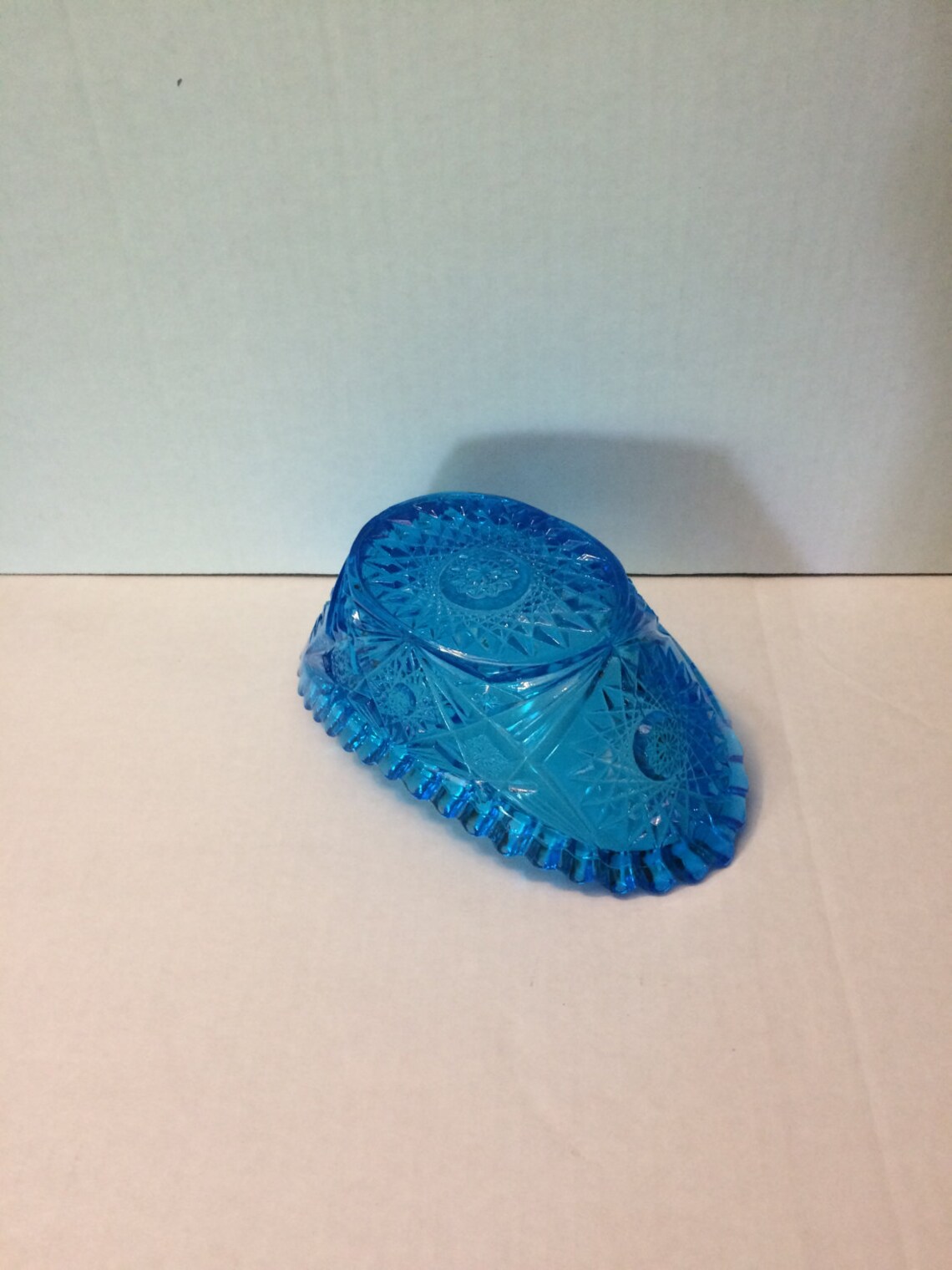 Pressed Glass Canoe Dish Blue | Etsy