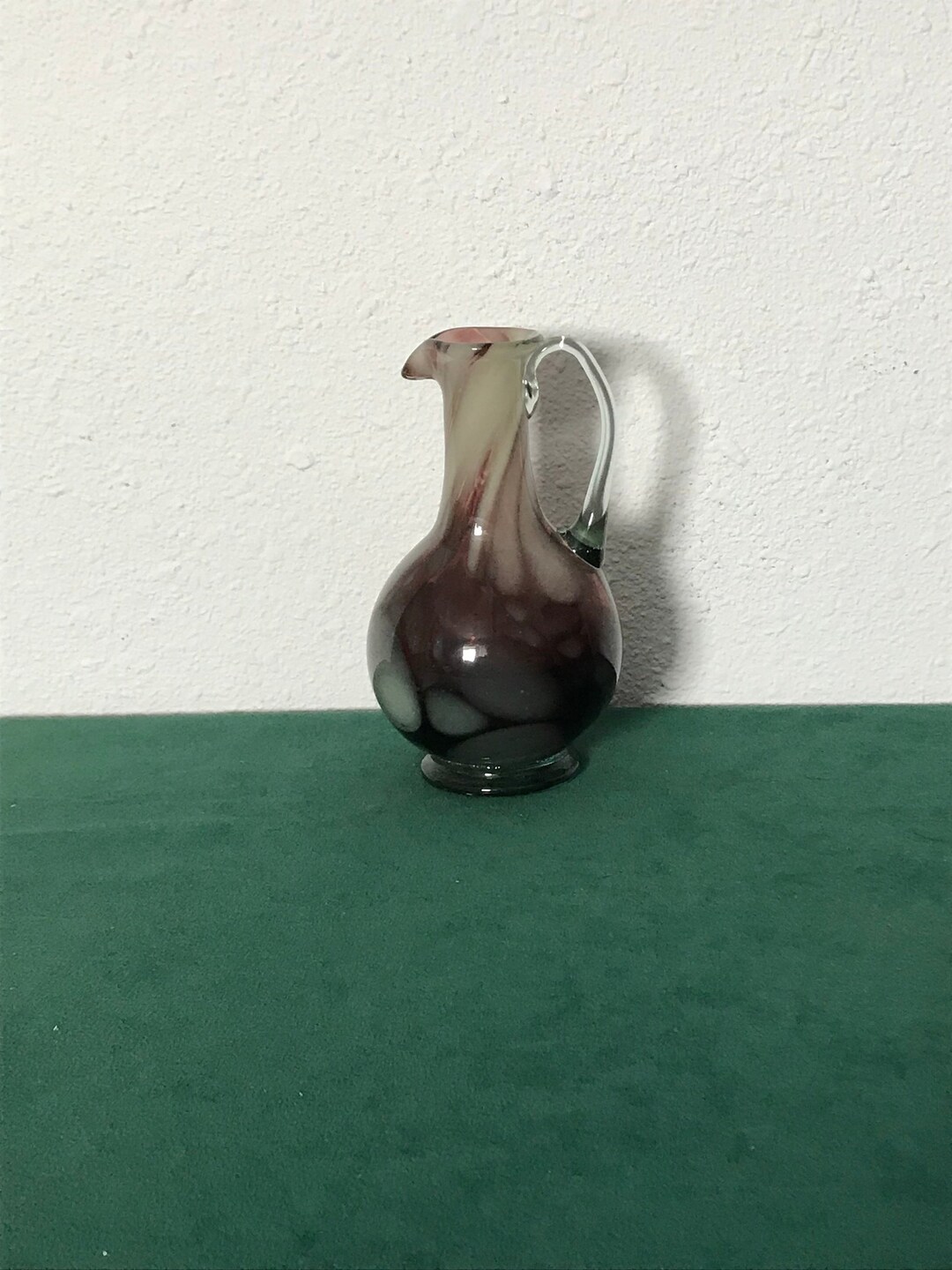 Art Glass Pitcher, Brown and Cream - Etsy