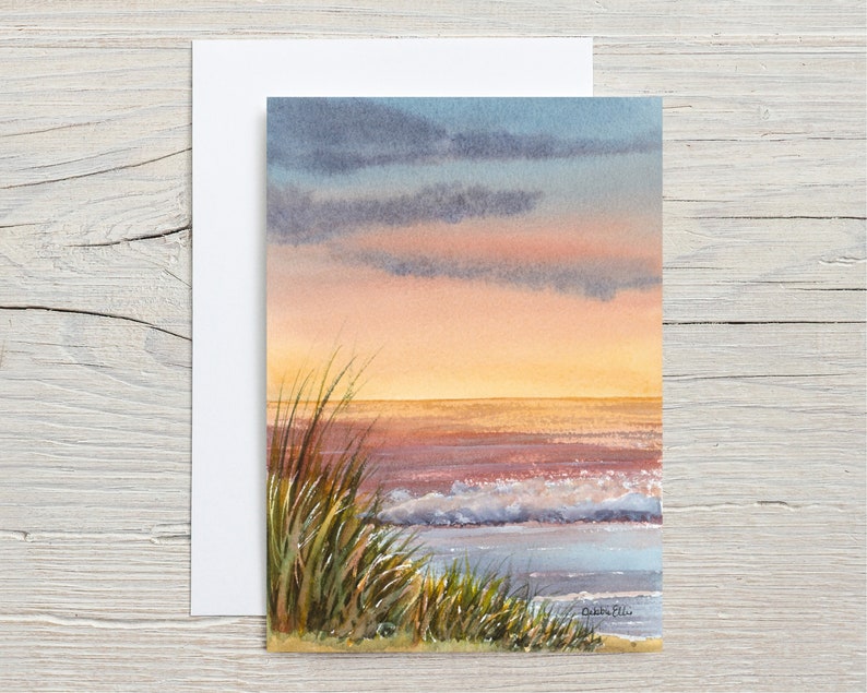 Sunset Glow Card Watercolour Greeting Card Vertical Card 5x7 Card ...