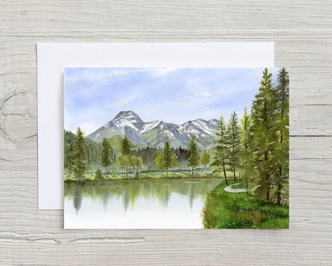 Bow River Banff Card 5x7 Horizontal Card Blank Card Alberta Mountains ...