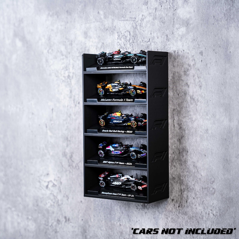 5 Car Hot Wheels F1 Race Car Display Stand Wall Mount Hole Hanging ...