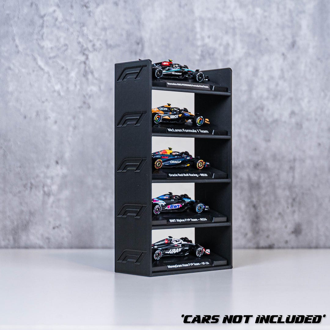 5 Car Hot Wheels F1 Race Car Display Stand Wall Mount Hole Hanging ...