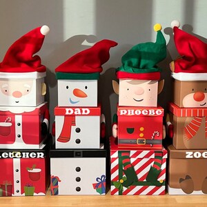 Personalised Christmas Eve 3pc Stacking Box Elf Snowman Reindeer ...