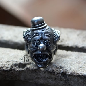 Hand Sculpted Crazy Clown Ring : Oxidized Lead Free Pewter Ring - Etsy
