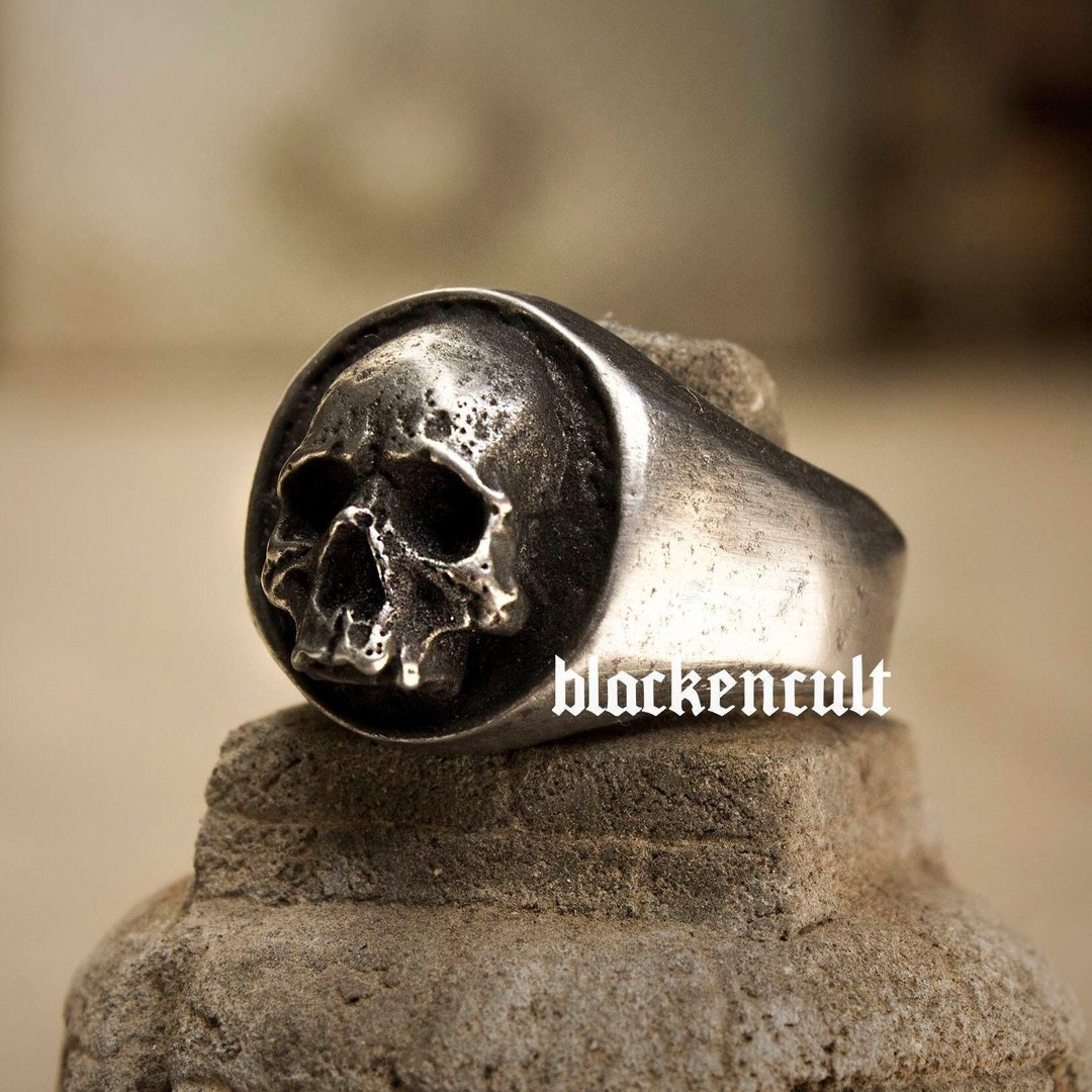 Hand Sculpted Skull Signet Ring : Oxidized Lead Free Pewter Ring - Etsy