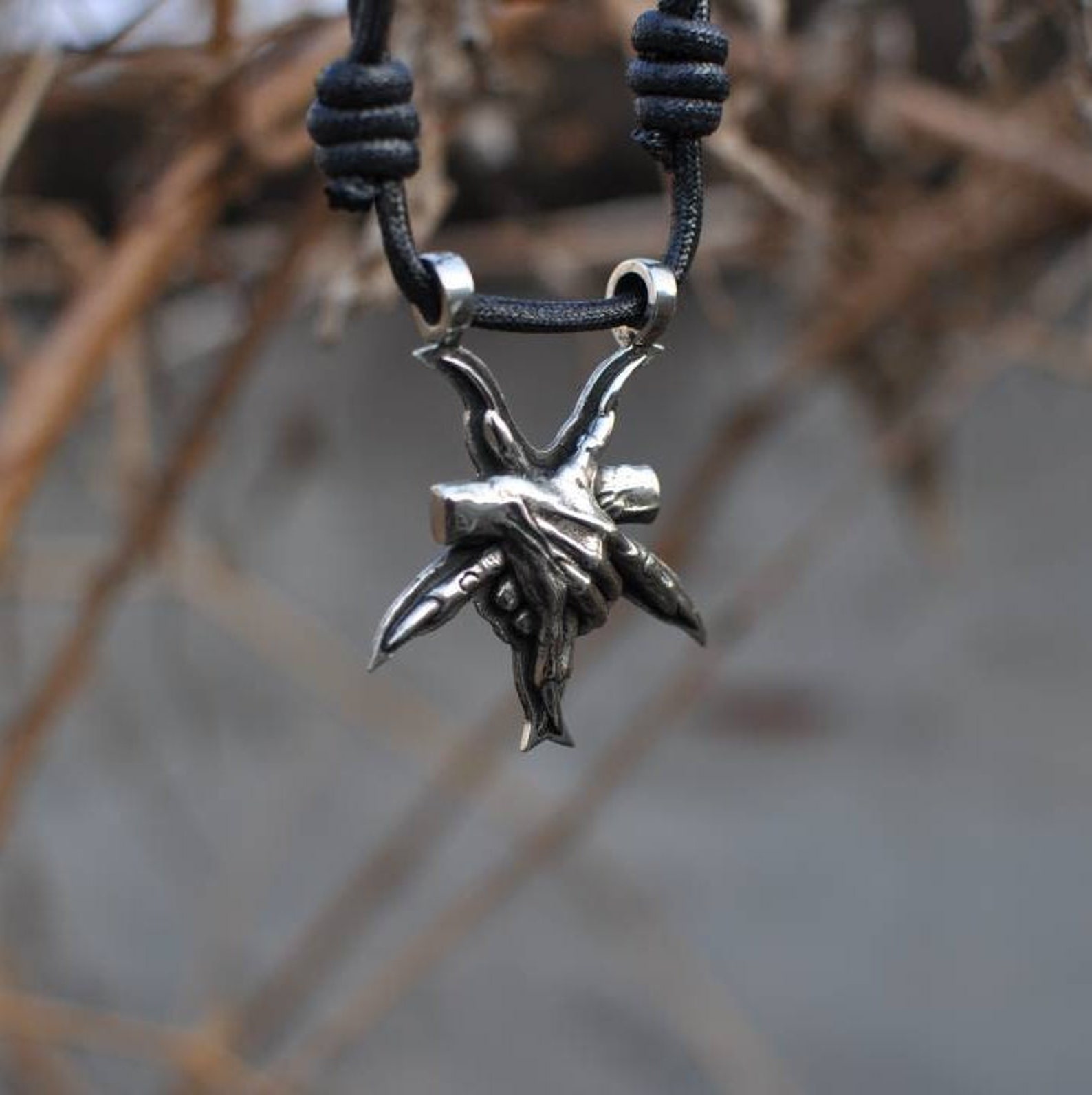 Hand Sculpted Inverted Pentagram Hand Pendant : Oxidized Lead Free ...