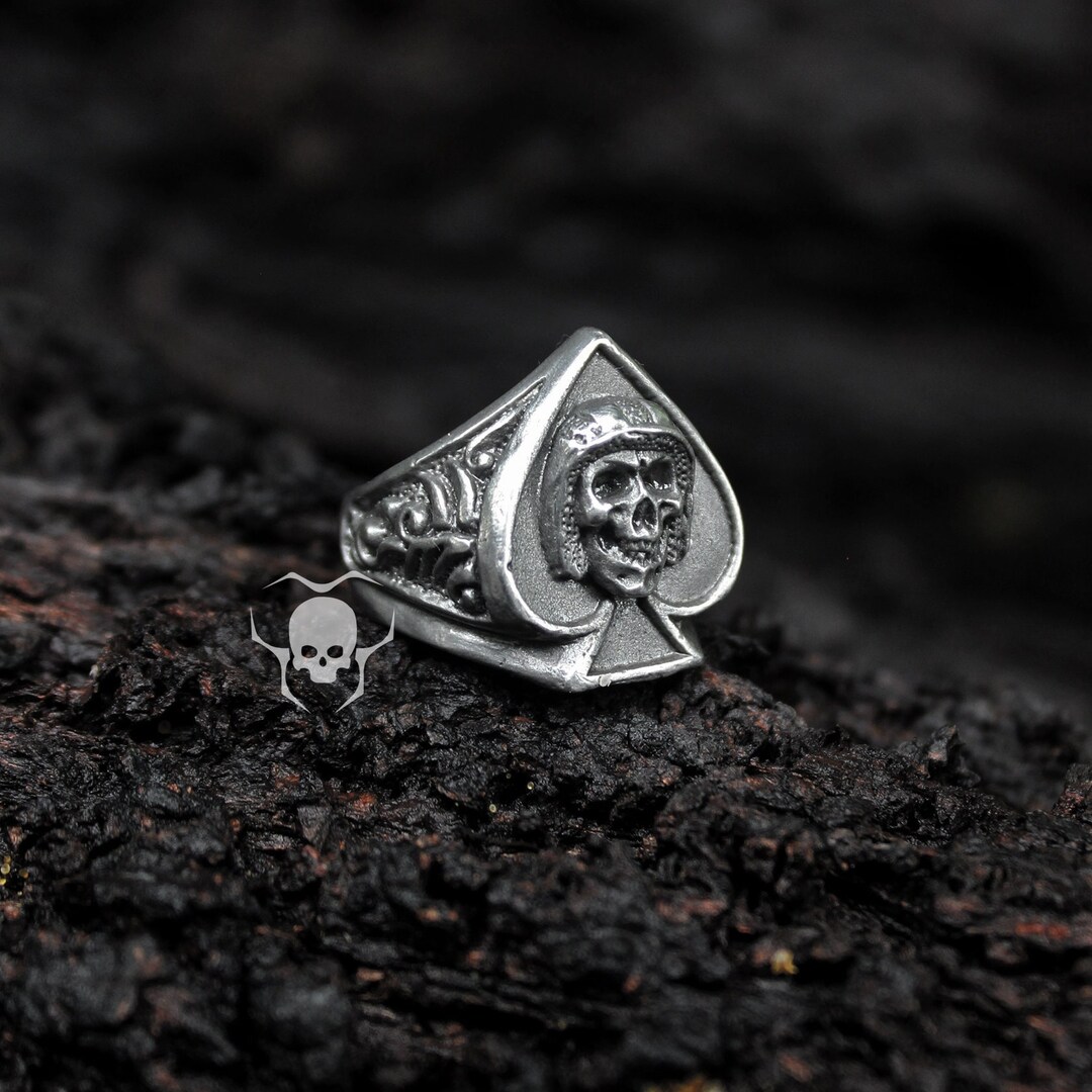 Spades Biker Helmet Signet Skull Ring, Rebel Biker Ring, the Ace of ...