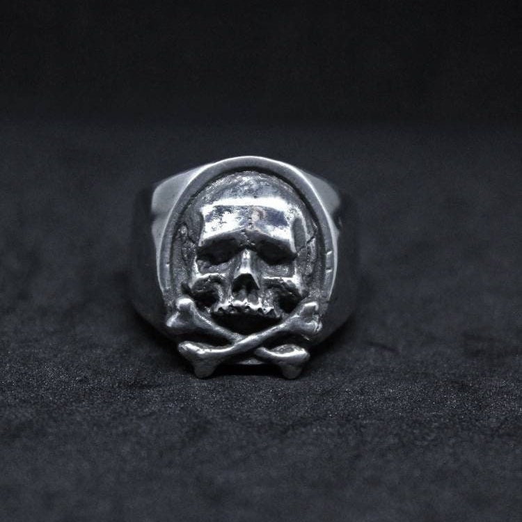 Hand Sculpted Skull Crossbones Ring : Oxidized Lead Free - Etsy