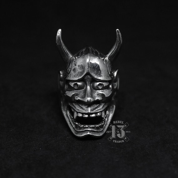 Hannya Mask Ring Silver Hannya Demon Ring Samurai Mask Ring | Etsy