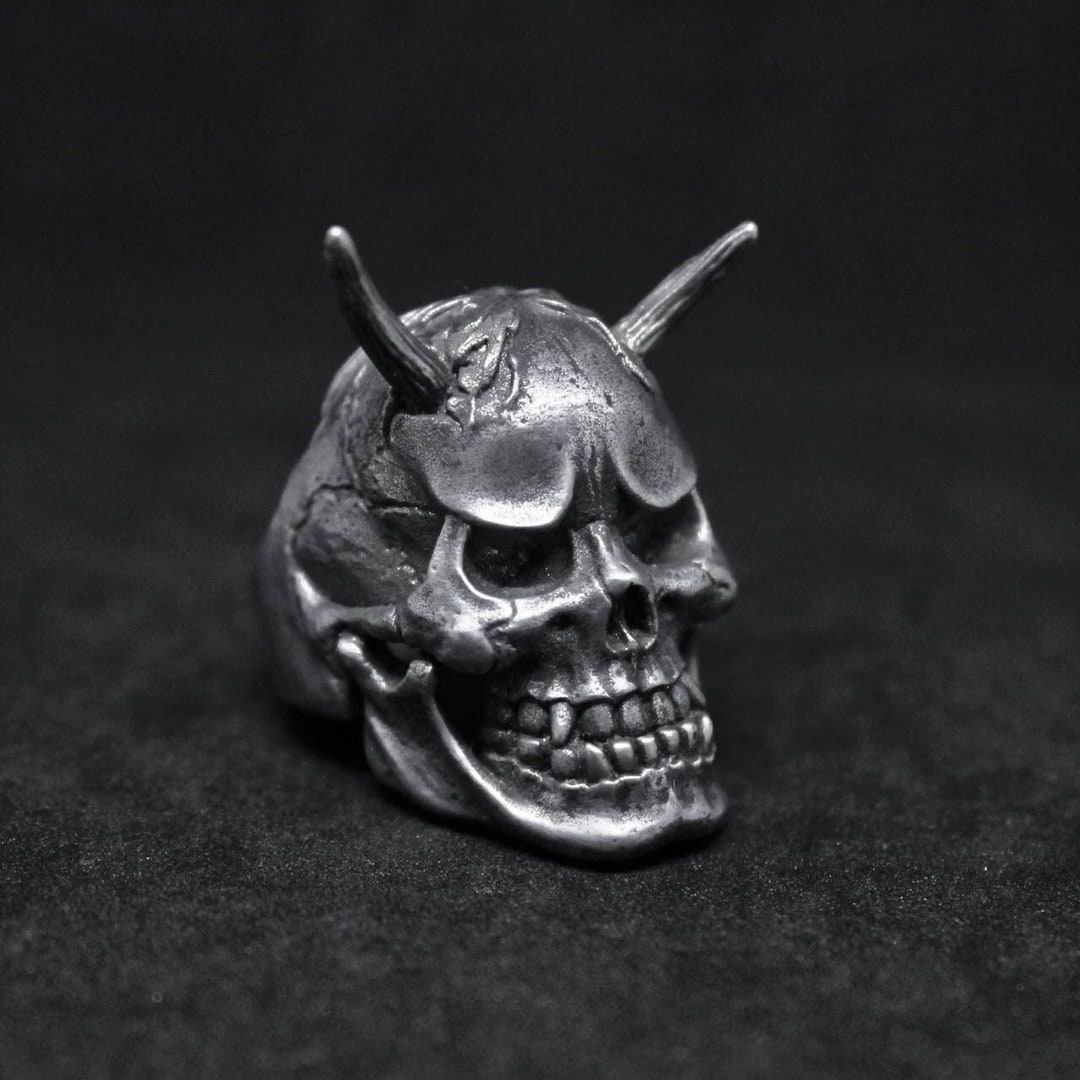 Hand Sculpted Shinigami Oni Ring : Oxidized Lead Free Pewter Skull Ring ...