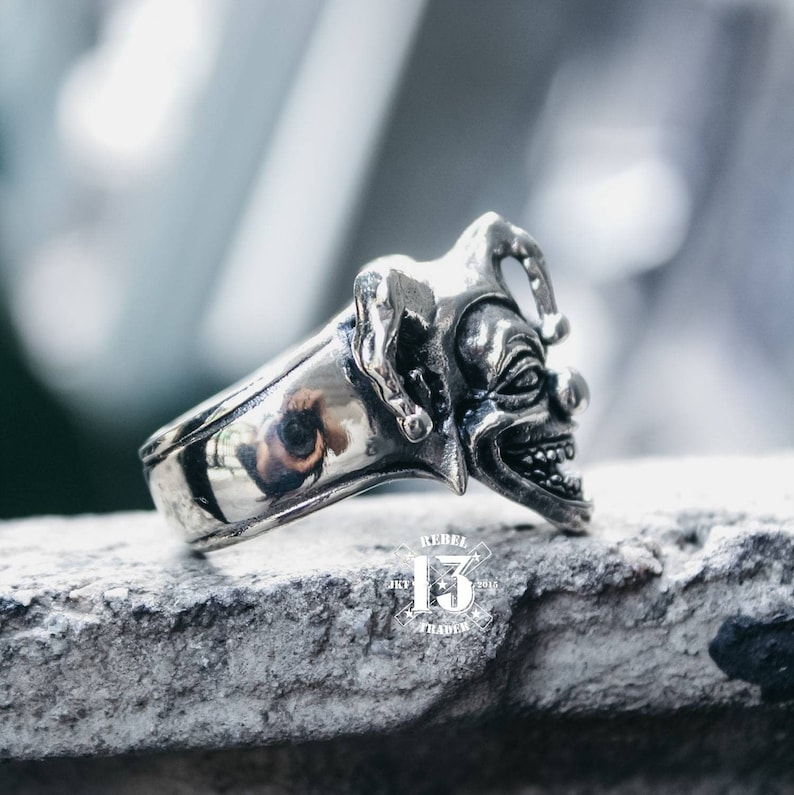 Hand Sculpted Pennywise Clown Ring : Oxidized White Brass and Sterling ...