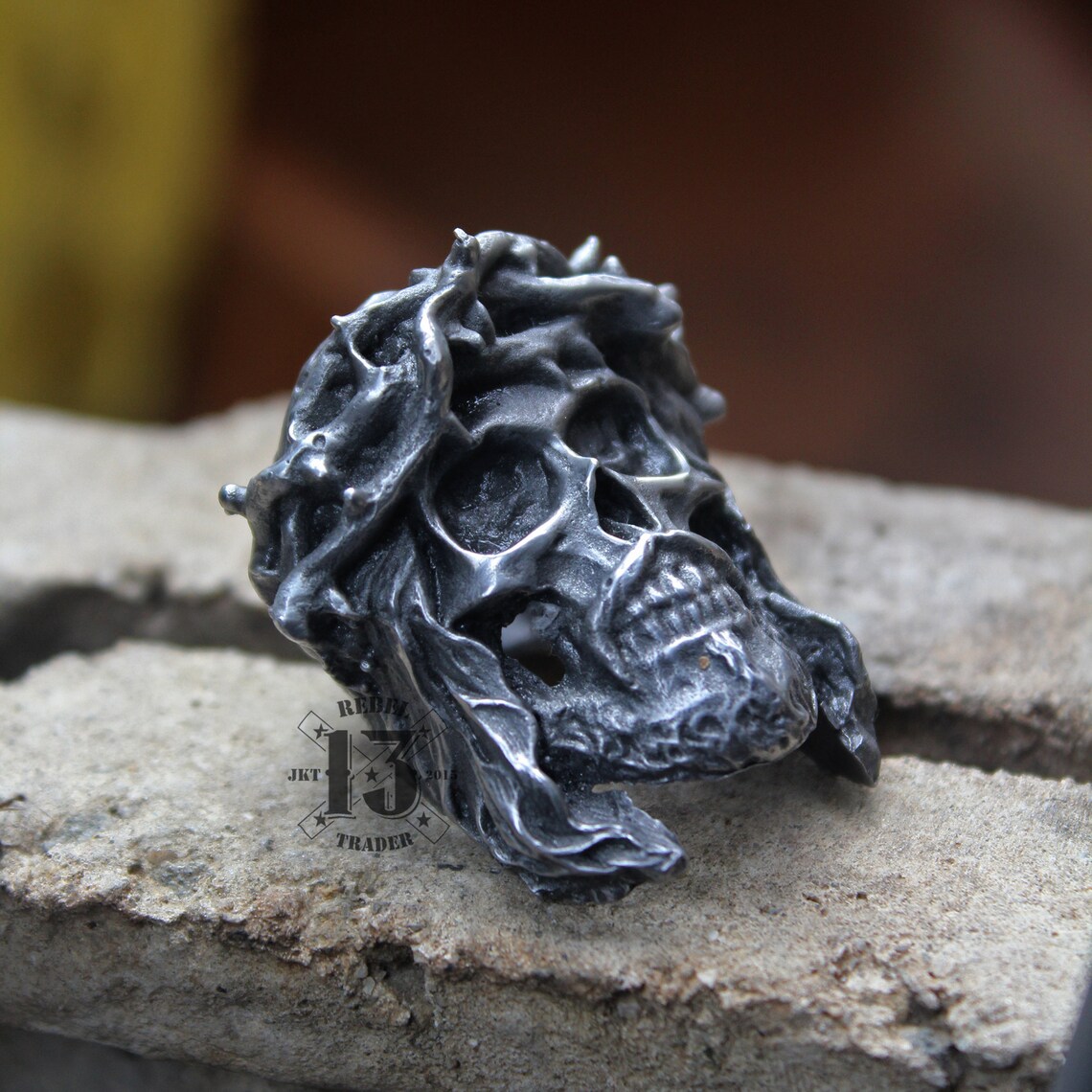 Hand Sculpted Jesus Pewter Skull Ring : Oxidized Lead Free - Etsy