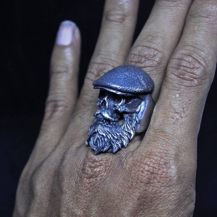 Bearded Irish Skull Ring, Bearded Hat Skull Rings, Beard Man Ring ...