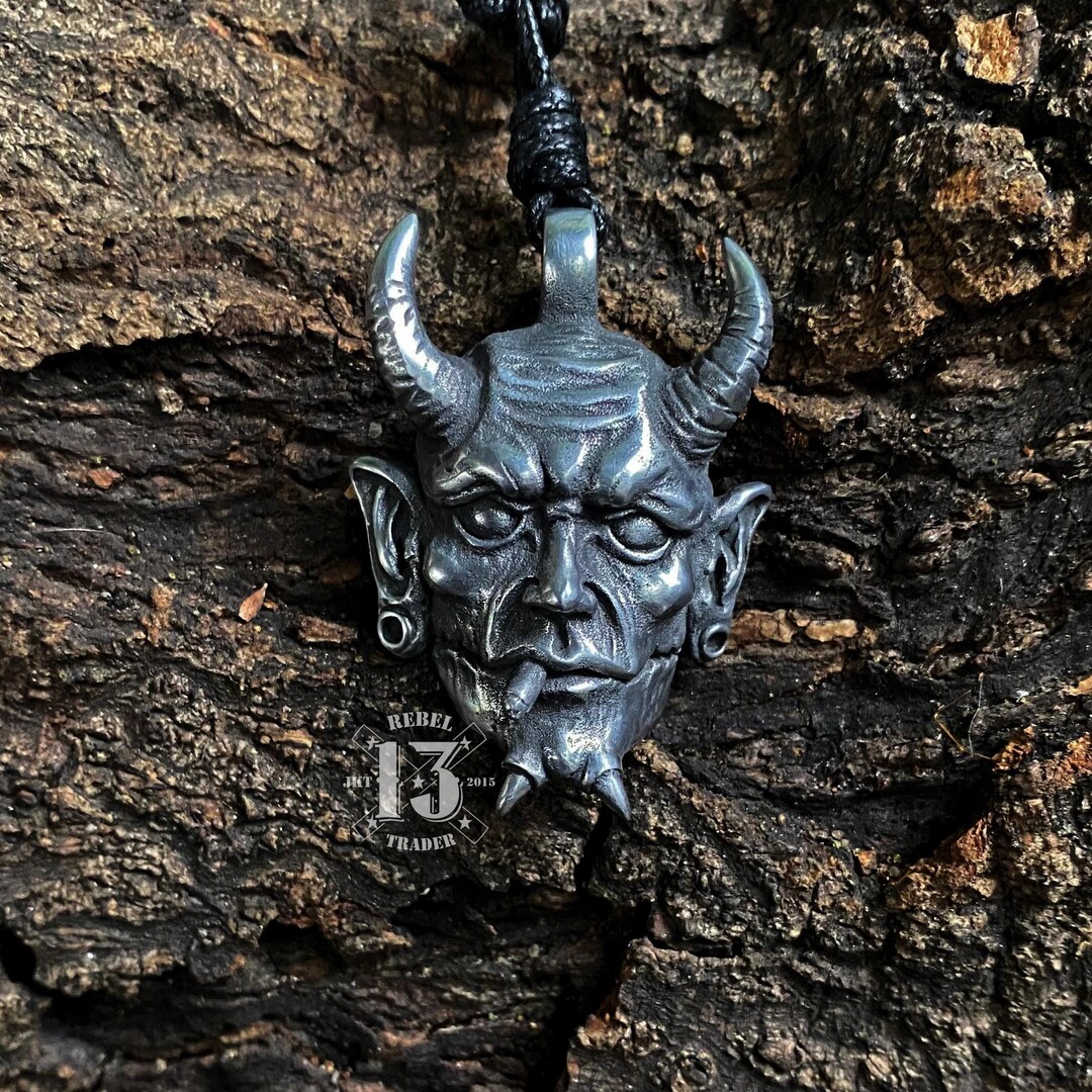 Hand Sculpted Demonic Lucifer King of Satan Figure Pendant. Oxidized ...