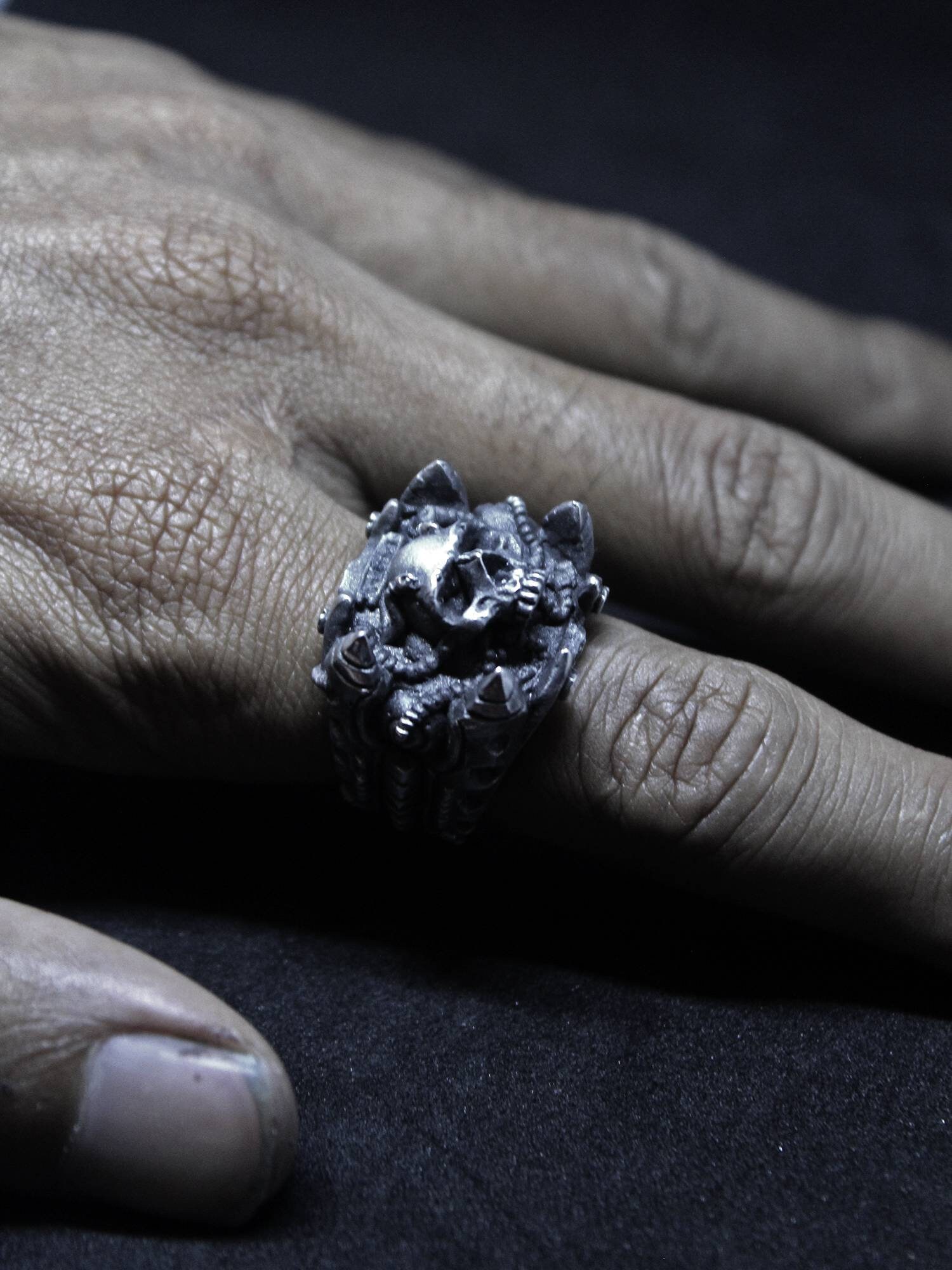 Hand Sculpted Bionic Robot Skull Ring : Oxidized Lead Free | Etsy