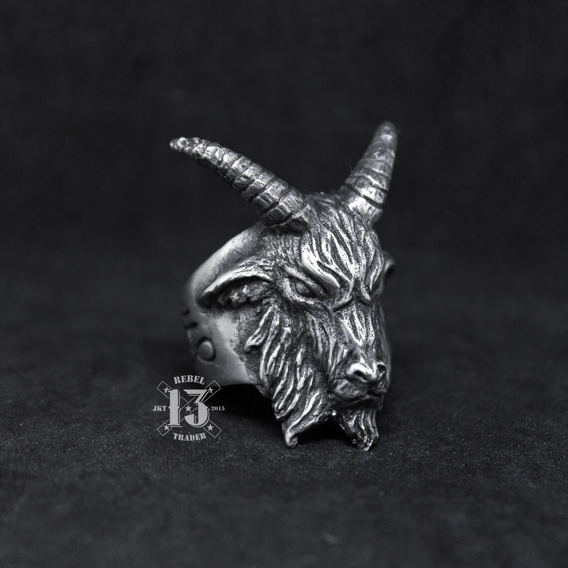 Hand Sculpted Baphomet Goat From Hell Ring : Oxidized Lead Free Pewter ...
