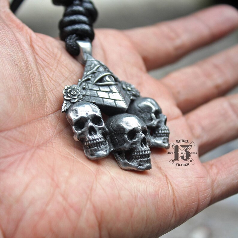 Hand Sculpted All Seeing Eye Illuminati Pyramid Skull Pendant ...