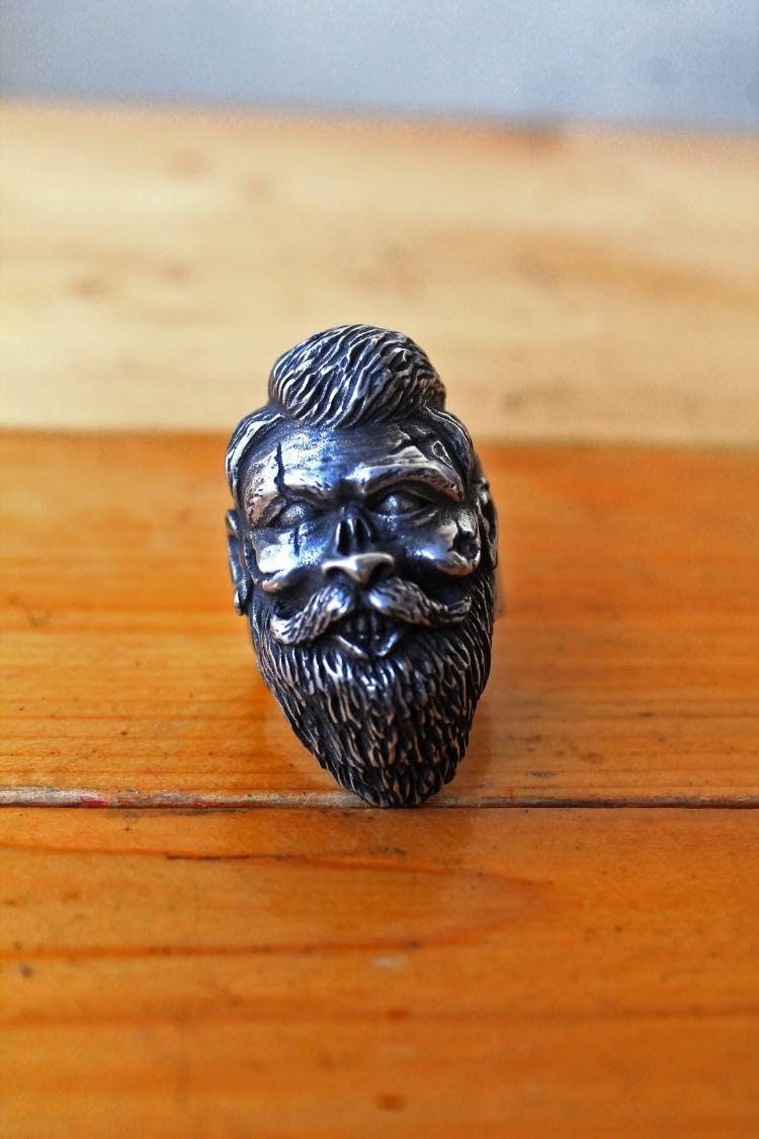 Bearded Braven Ring, Beard Ring, Big Skull Ring, Huge Jewelry, Biker ...