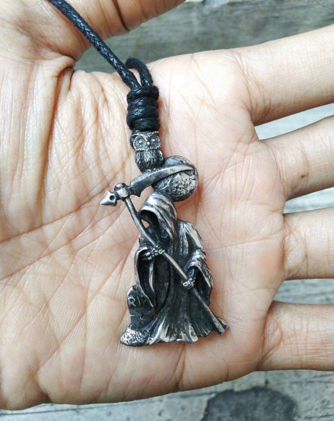 Hand Sculpted Grim Reaper Pewter Pendant : Oxidized Lead Free Pewter ...