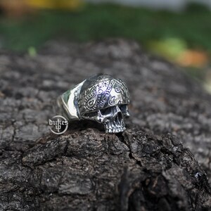 Hand Sculpted Jawless Hardcore Mexican Gangster Skull Bandana Ring ...