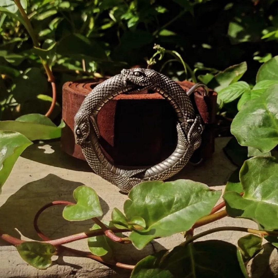 Auroboros Snakes Belt Buckle, Oxidized Lead Free Pewter Snake Belt ...