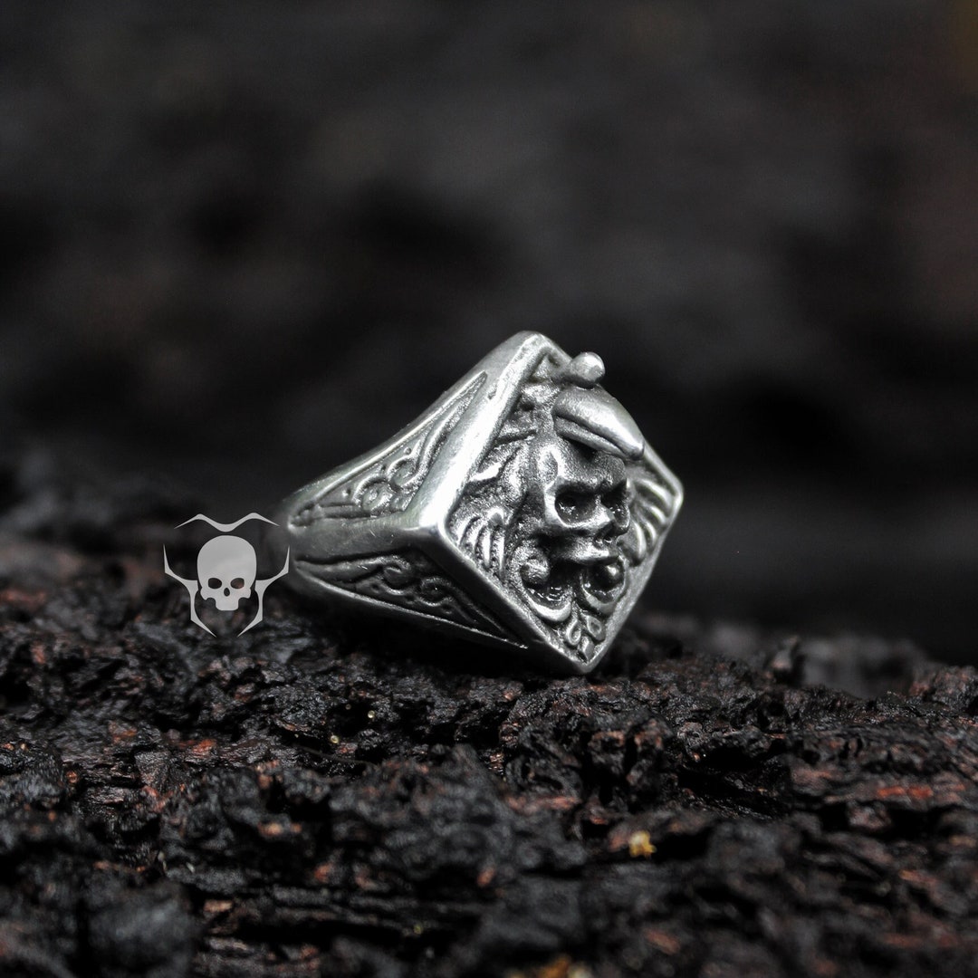 Dayak Borneo Skull Signet Ring, Ethnic Skull Rings, Ancient Tribal ...