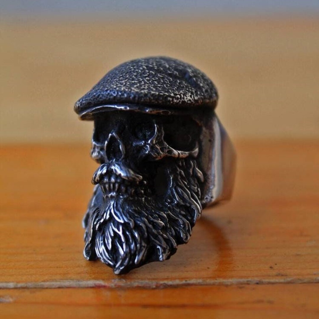 Hand Sculpted Bearded Irish Ring : Oxidized Lead Free Pewter Beard Flat ...