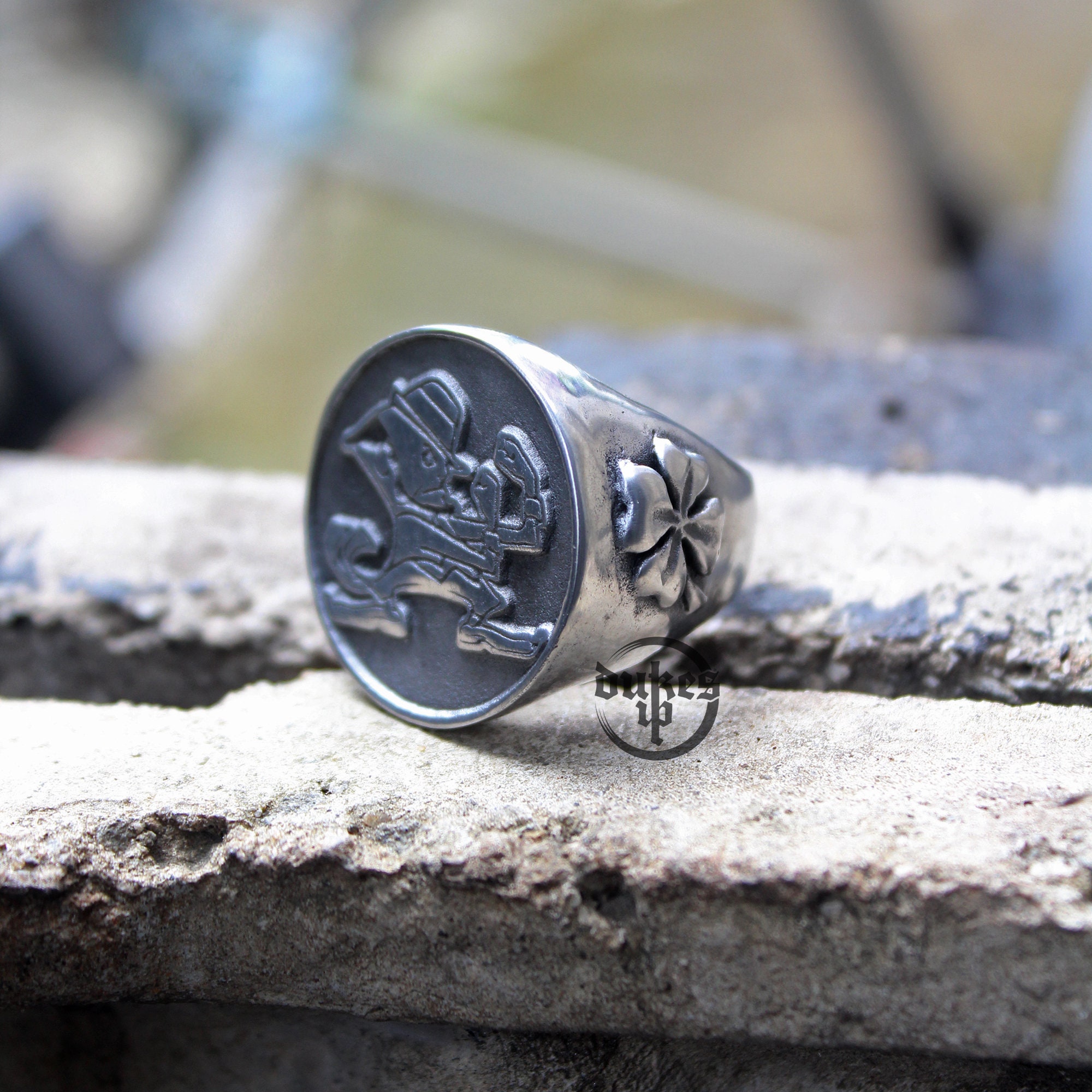 Fighting Bearded Irish Logo Signet Ring, Handmade Pewter Ring, St ...