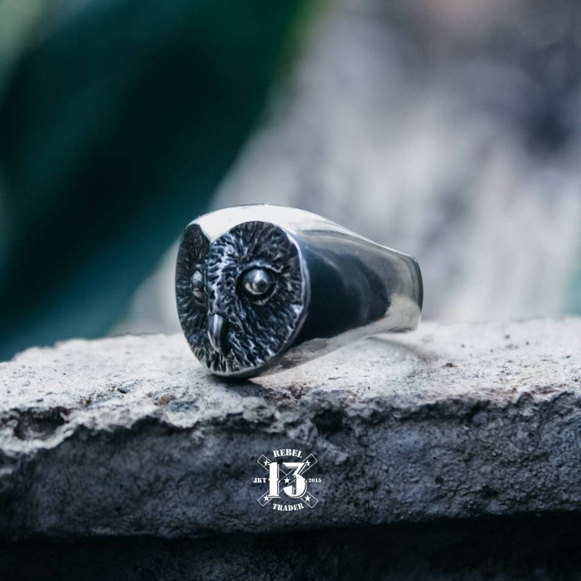 Hand Sculpted Barn Owl Pewter Ring : Oxidized Lead Free Pewter - Etsy