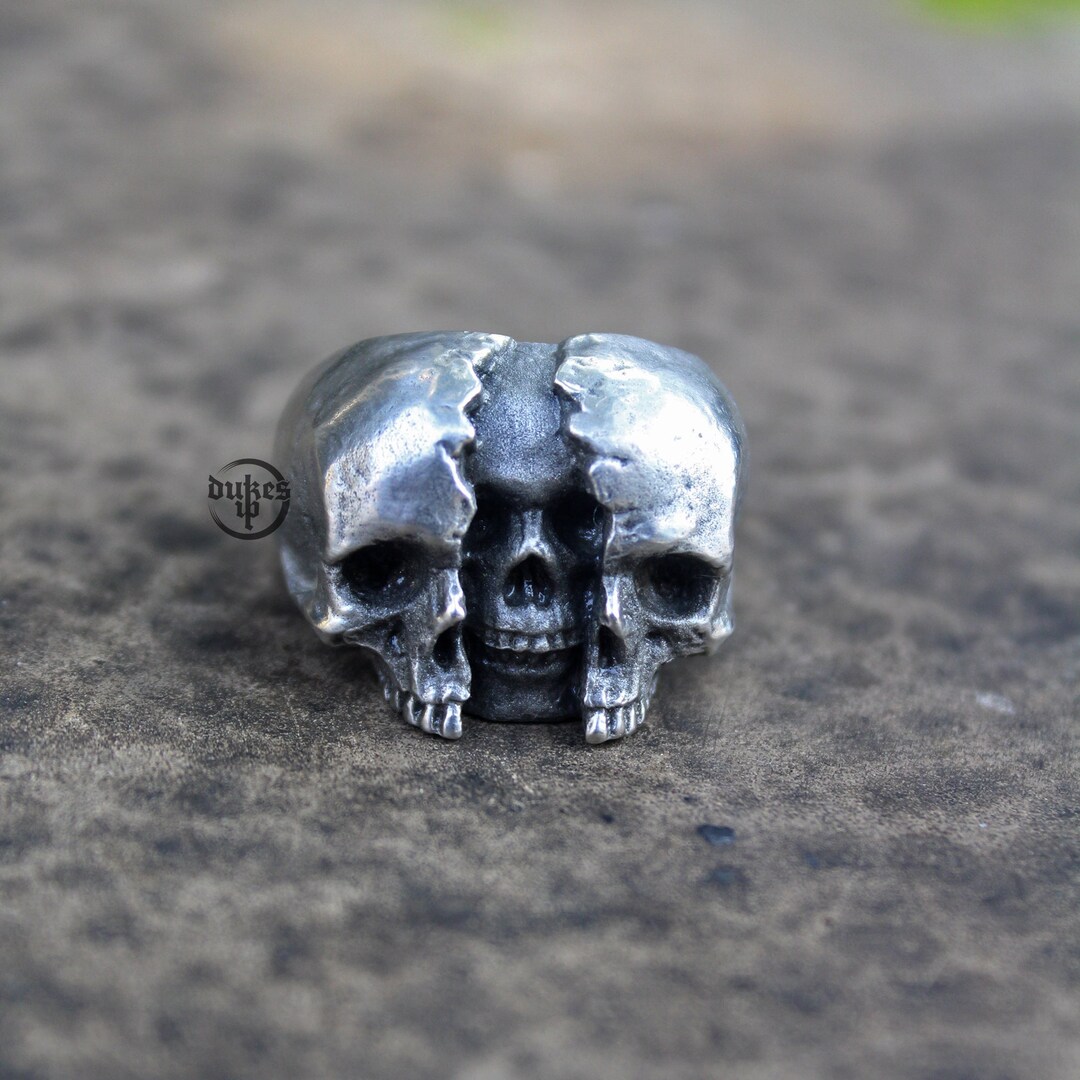 Split Head Skull Ring, Biker Ring, Handmade Skull Rings, Punk Ring ...