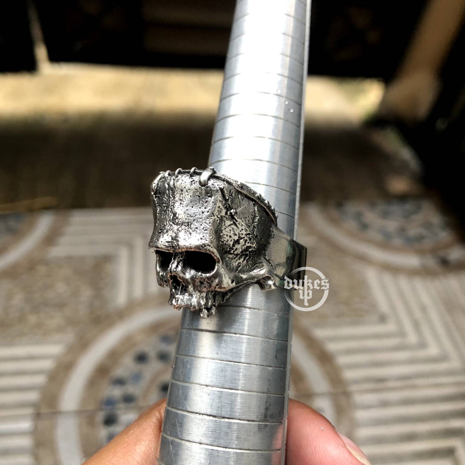 Handmade Sculpted Jawless Frankenstein Monster Skull Ring : Oxidized ...