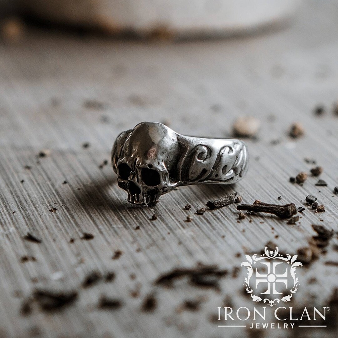 Hand Sculpted Small Jawless Skull Pewter Ring : Oxidized Lead Free ...