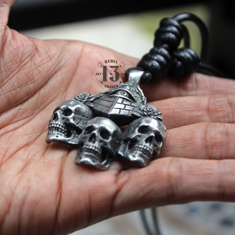 Hand Sculpted All Seeing Eye Illuminati Pyramid Skull Pendant ...