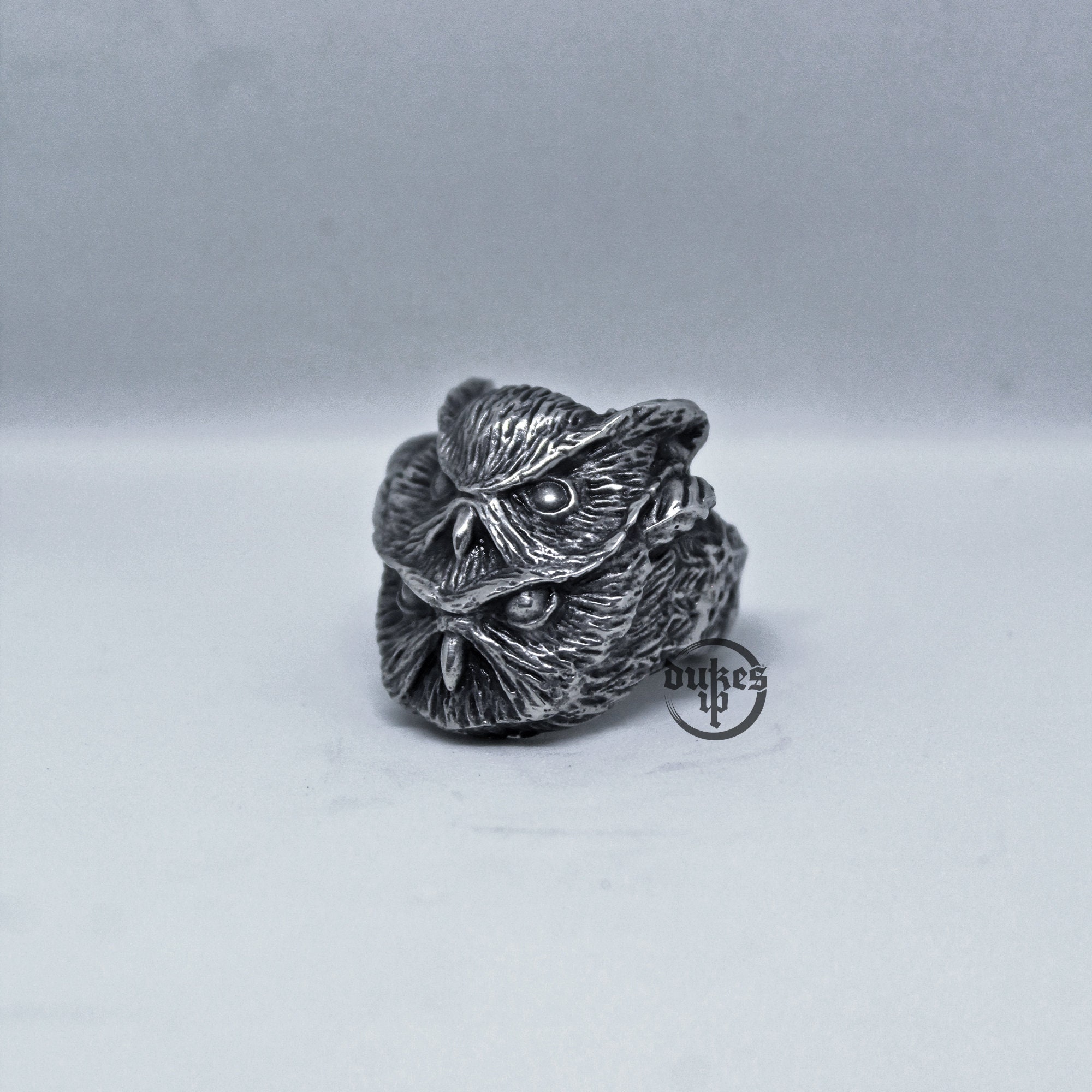 Hand Sculpted Psychedelic Trippy Two Head Owl Ring : Oxidized - Etsy